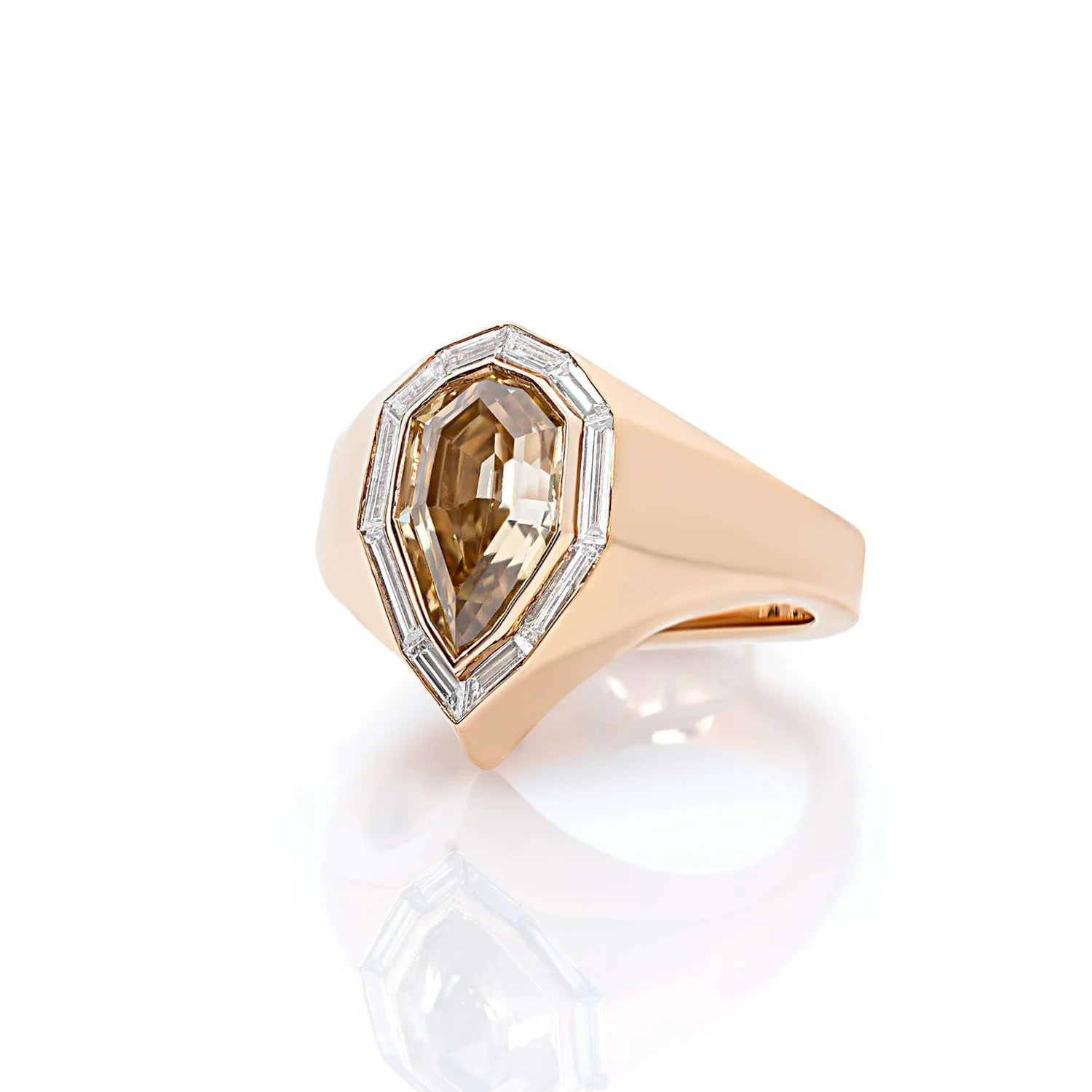 Bezel Set Champagne Diamond Ring – Namdar Diamonds