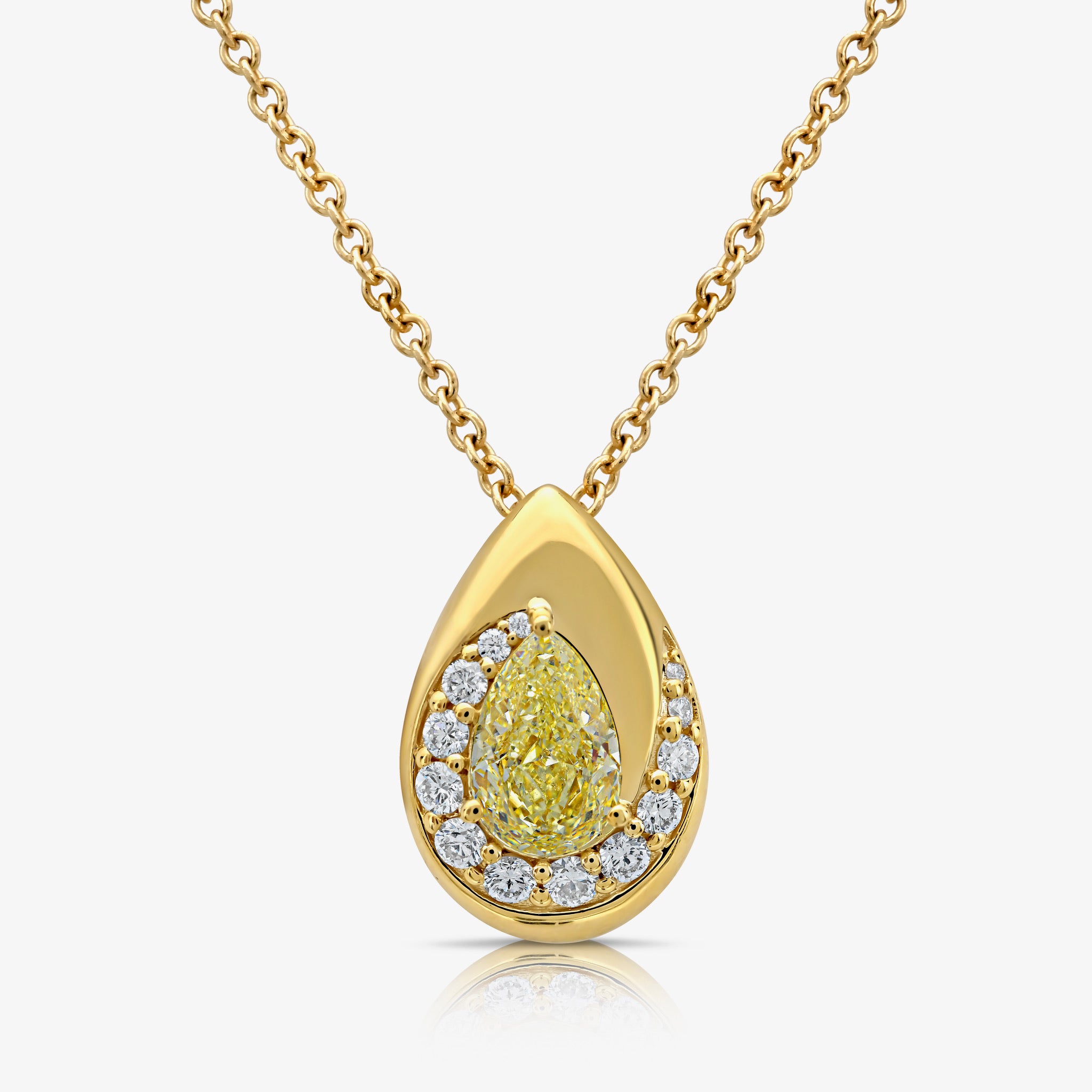 Spiral Pavé Yellow Pear Diamond Pendant – Namdar Diamonds