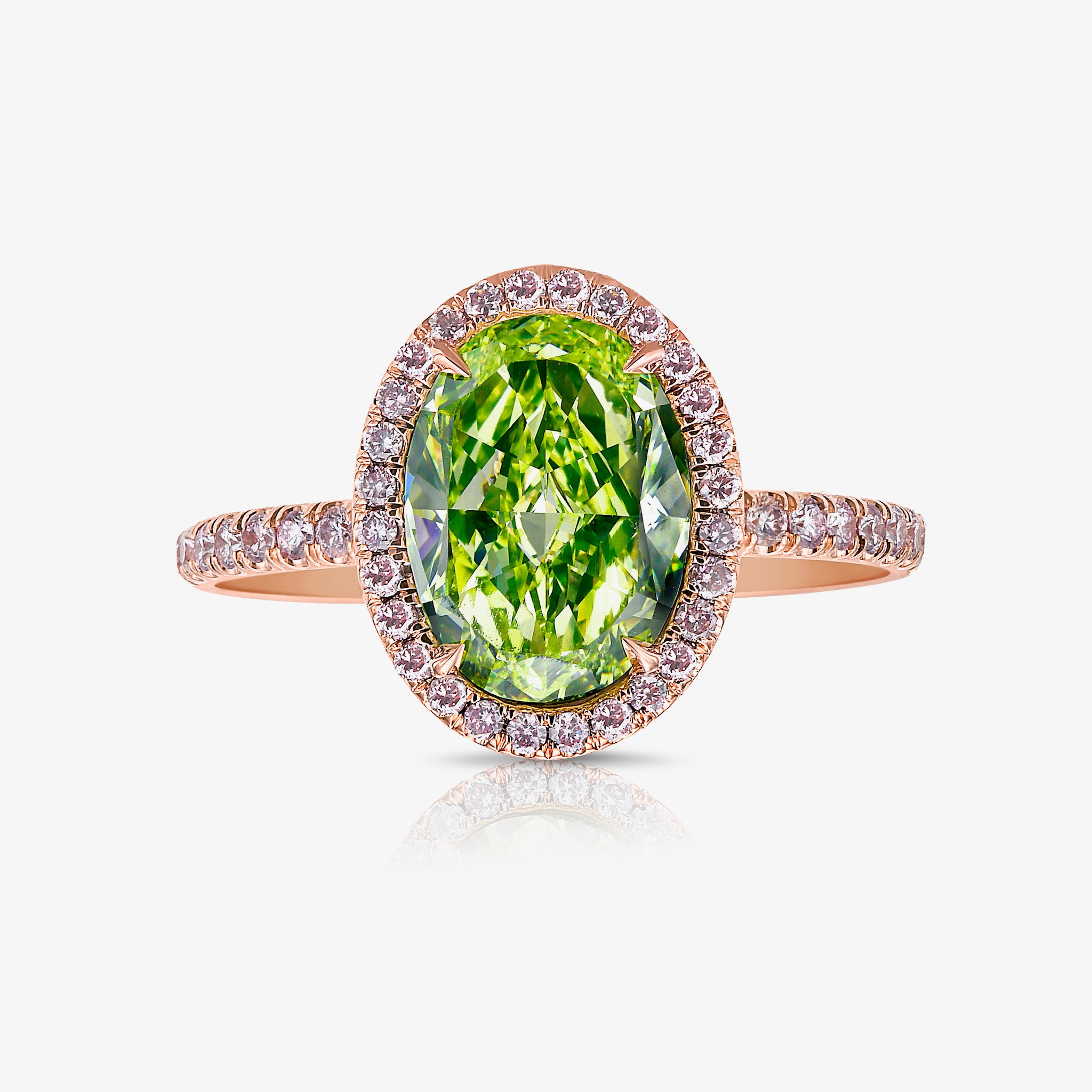 2ct Fancy Intense Green Yellow Oval NEON Diamond Ring GIA – Namdar Diamonds