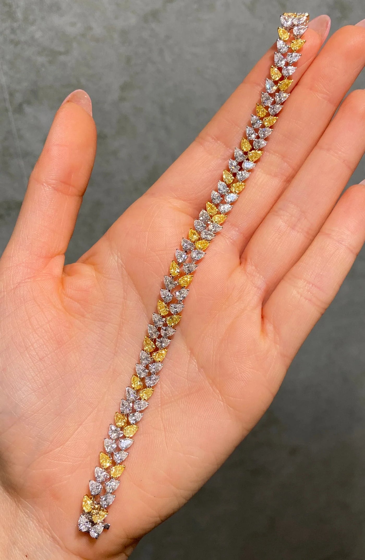 13ct Yellow Diamond & White Pear Diamond Double Row Bracelet – Namdar ...