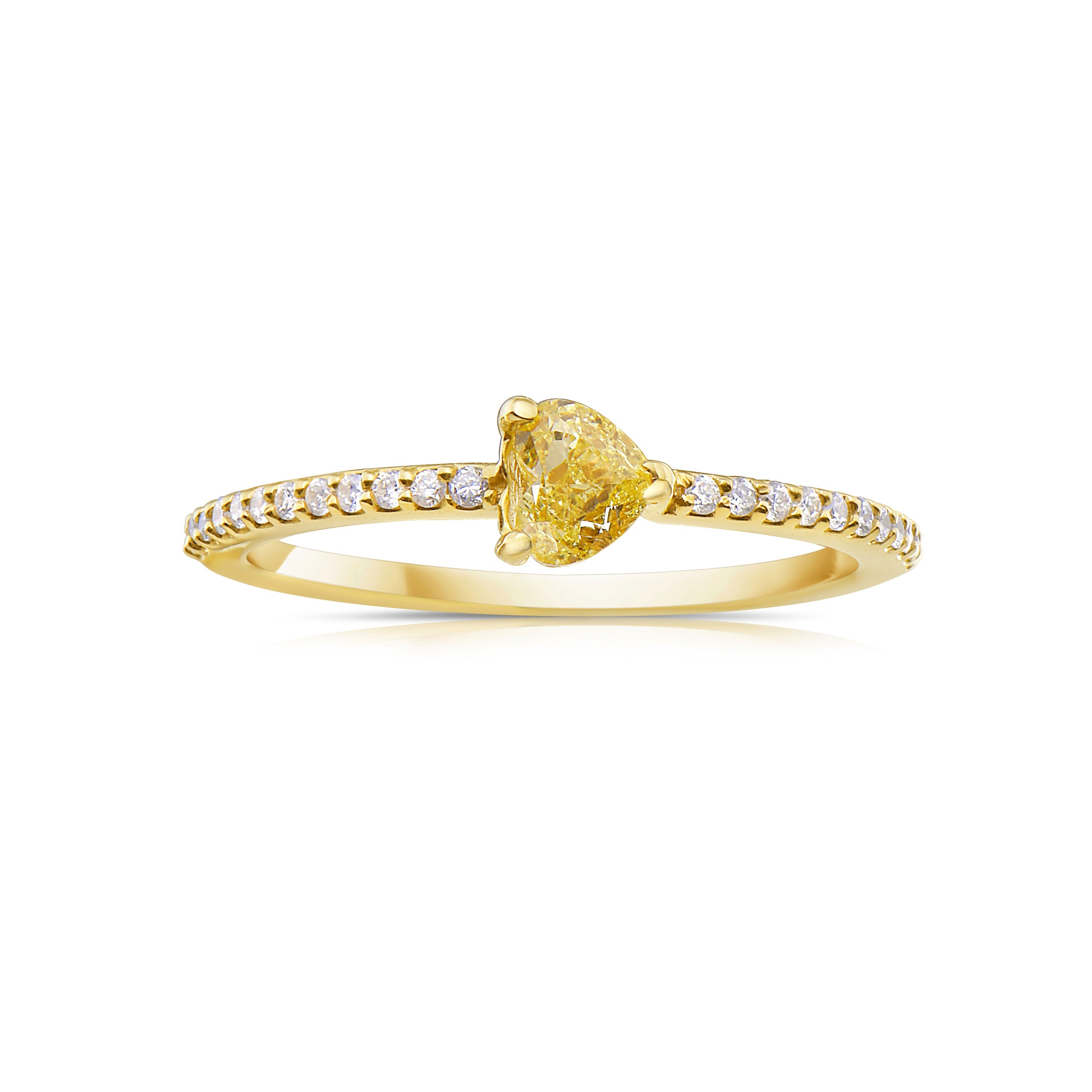 0.30ct Fancy Yellow Heart Diamond Stackable Ring | 18k Gold – Namdar ...