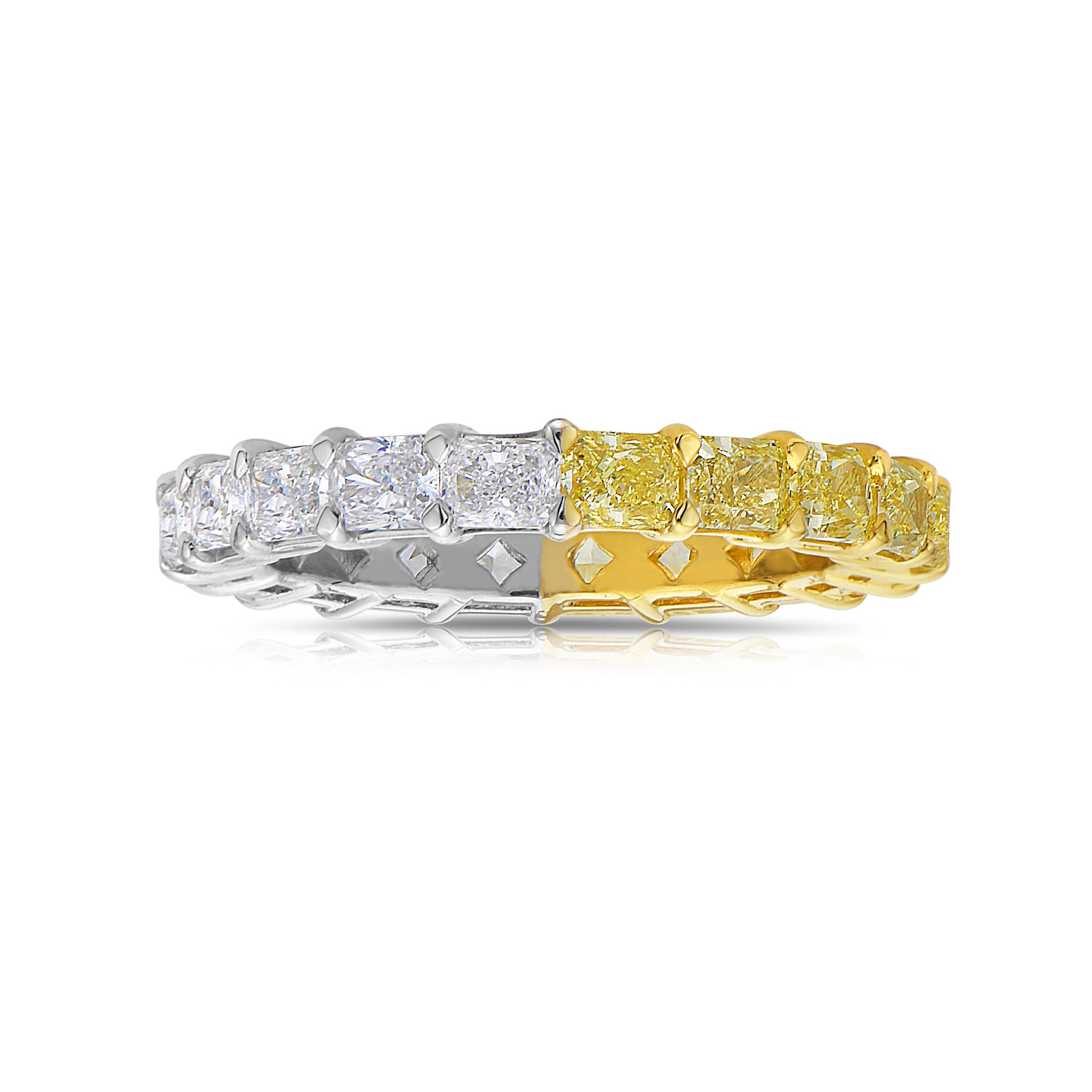 3.50ctw Half Yellow & Half White Radiant East-West Band | Platinum ...