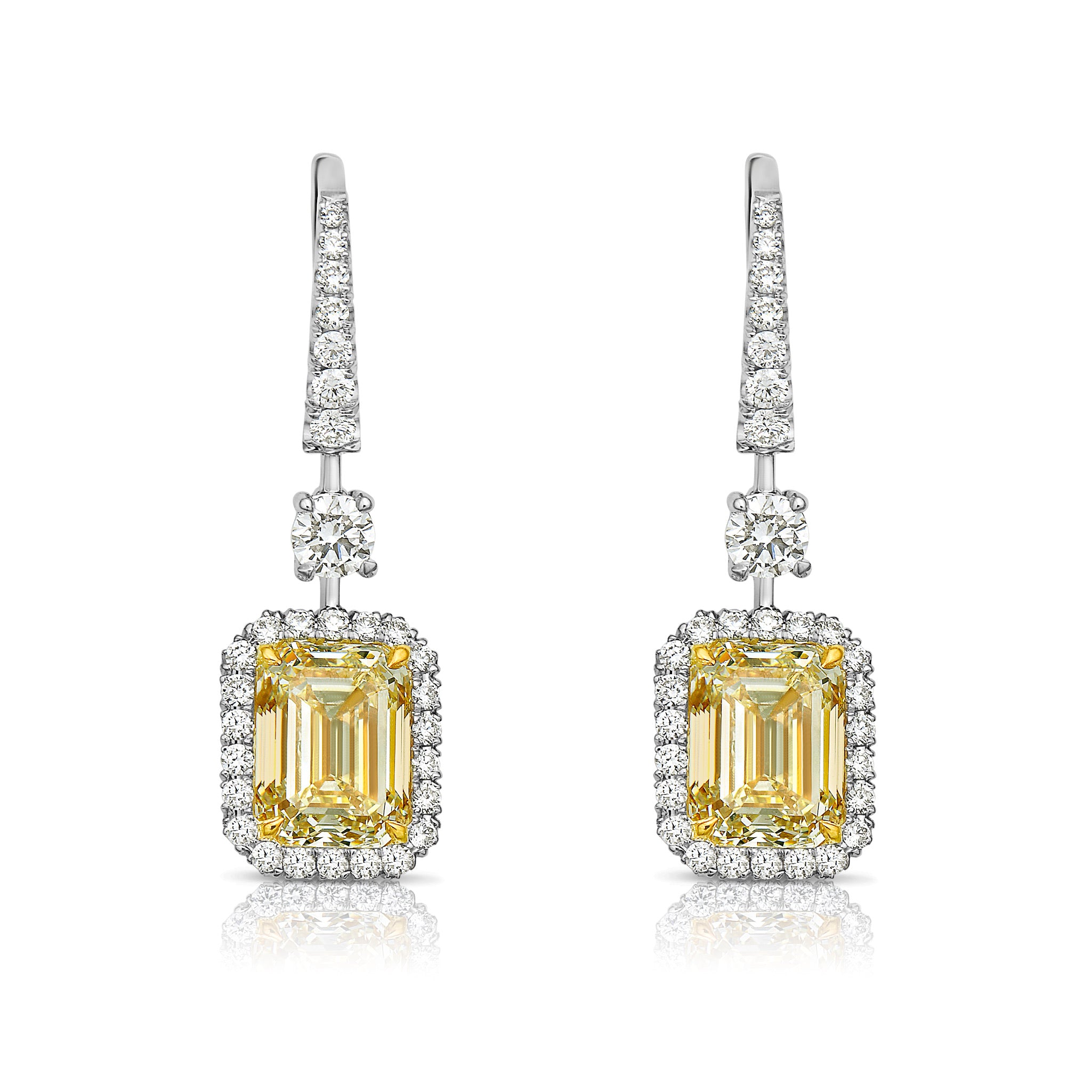 6.10ct GIA Light Yellow Emerald Cut Diamond Earrings – Namdar Diamonds