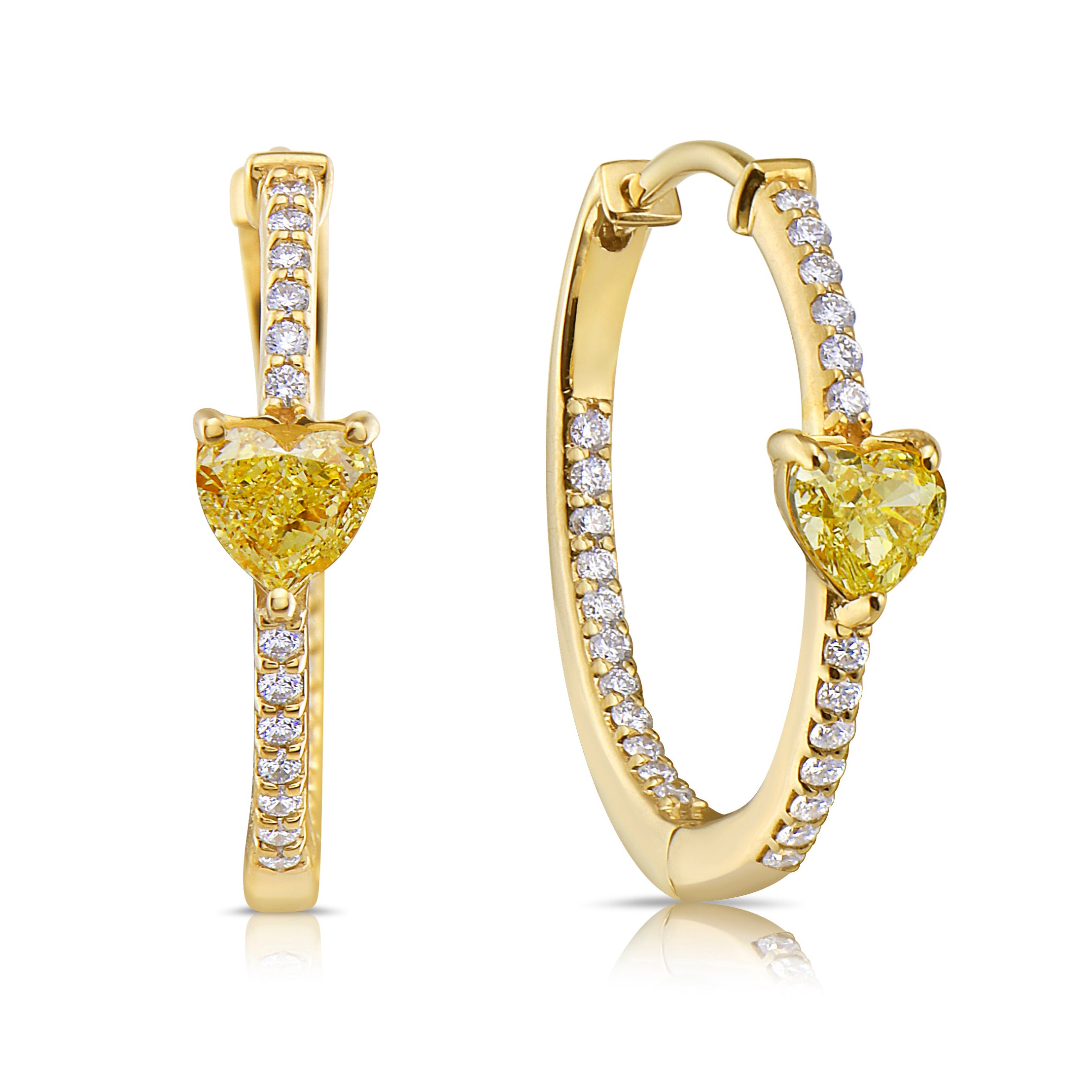 Fancy Yellow Heart Diamond Huggies – Namdar Diamonds